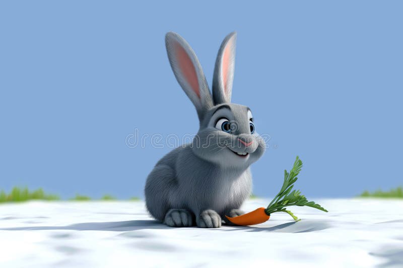 Happy Hare and Carrot. Illustration for Kids Books Stock Illustration ...