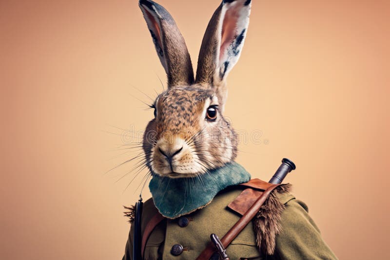 Happy Hare Dressed As a Hunter, Created with Generative AI Technology ...