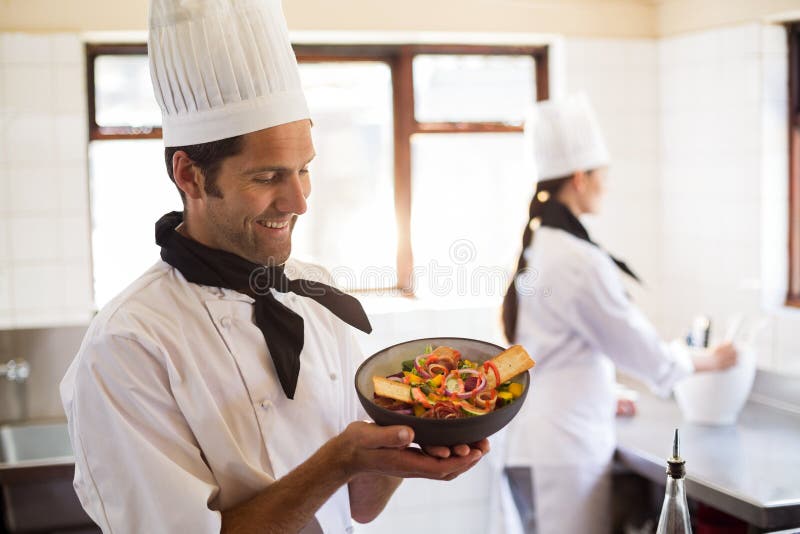 Happy Head Chef Presenting His Food Stock Image - Image of cheerful ...