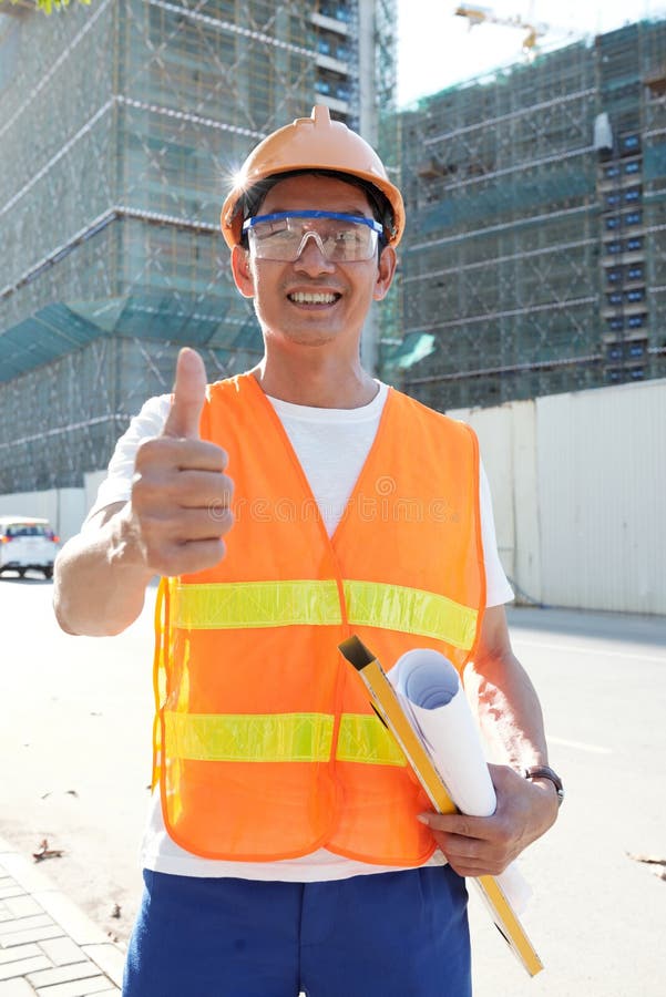 Head Engineer Showing Thumbs-up Stock Image - Image of success, finish ...