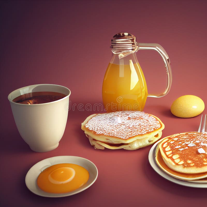 Happy Healthy Breakfast with Pancake Orange Juice Eggs Stock Image ...