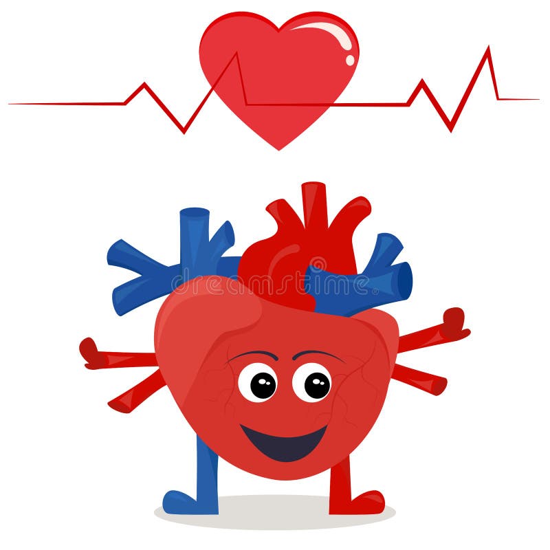 Happy Heart Cartoon Vector Illustration Stock Vector - Illustration of ...