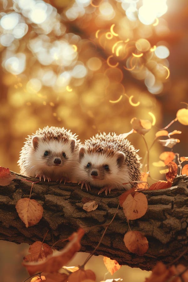 Happy Hedgehogs are Playing on a Meadow in the Forest Stock Image ...