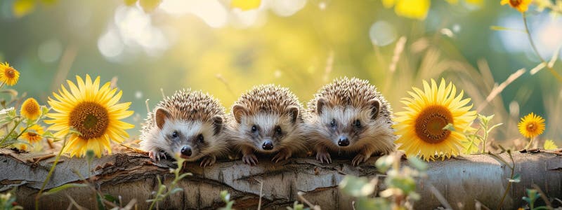 Happy Hedgehogs are Playing on a Meadow in the Forest Stock Photo ...