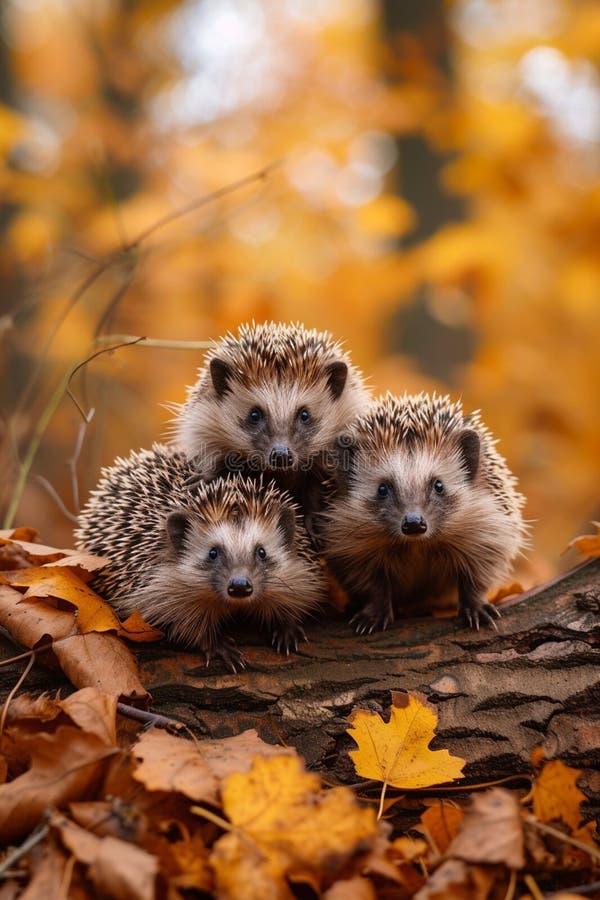 Happy Hedgehogs are Playing on a Meadow in the Forest Stock Image ...