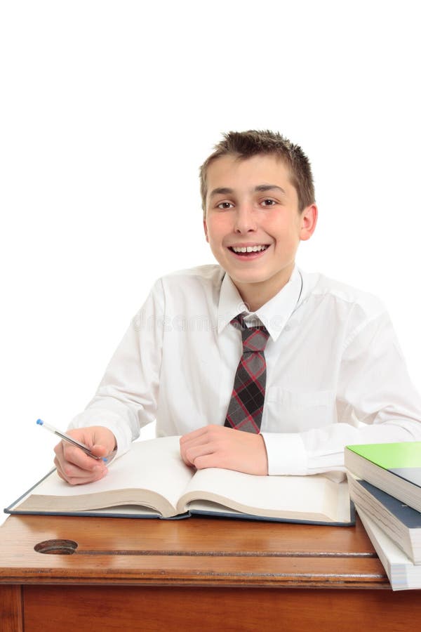 Conscientious School Boy Student Stock Image - Image of studying ...