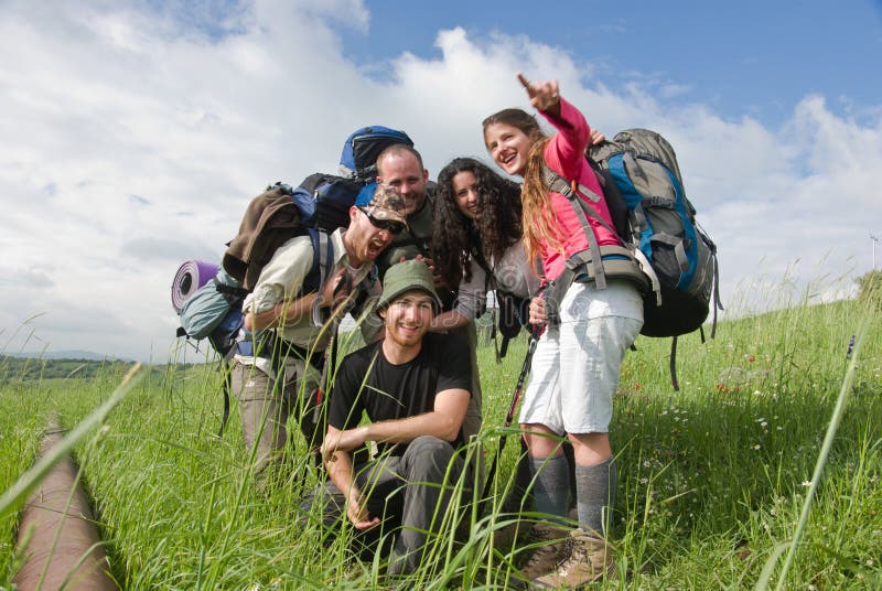 Happy hiking group stock photo. Image of group, caucasian - 19903612
