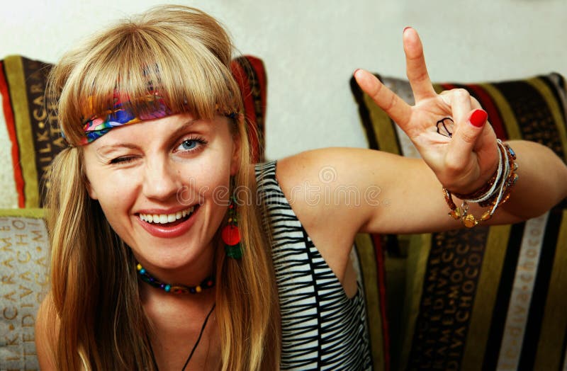 Smiling Hippie in Sunglasses Stock Photo - Image of natural, peace ...