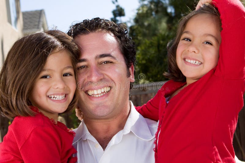 Happy Hispanic Father and His Daughter. Stock Image - Image of ...