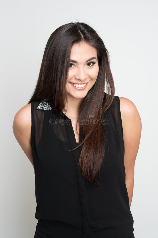 Happy Hispanic Woman stock photo. Image of female, portrait - 102912590
