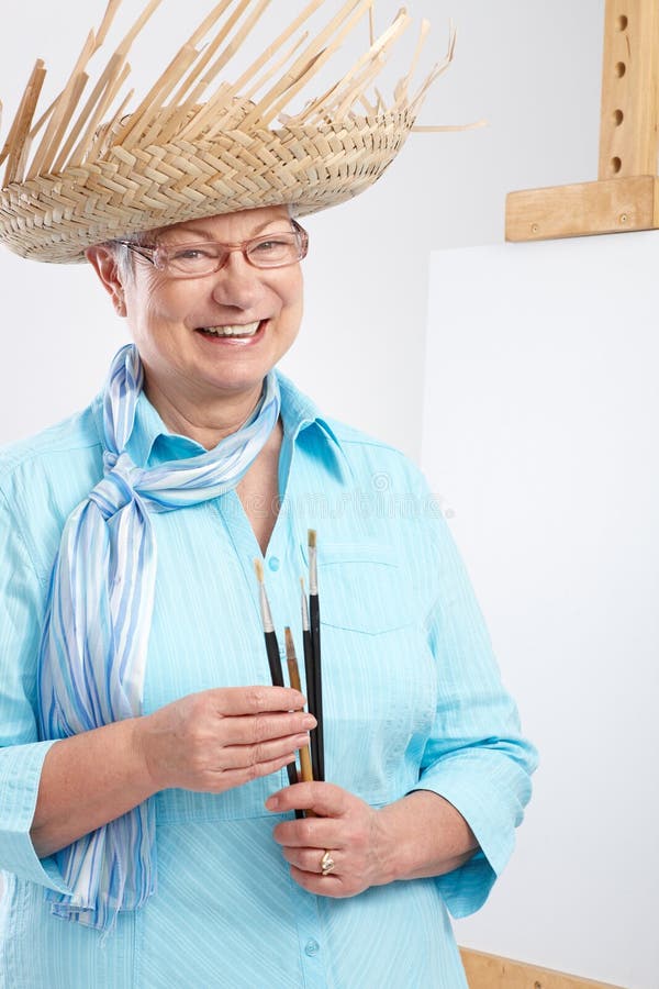 Happy hobby painter stock image. Image of happy, gray - 31218959