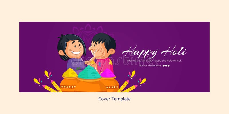 Happy Holi Cover Page Design Stock Vector - Illustration of people ...