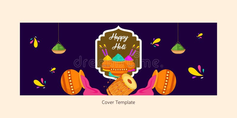 Happy Holi Cover Page Design Stock Vector - Illustration of poster ...