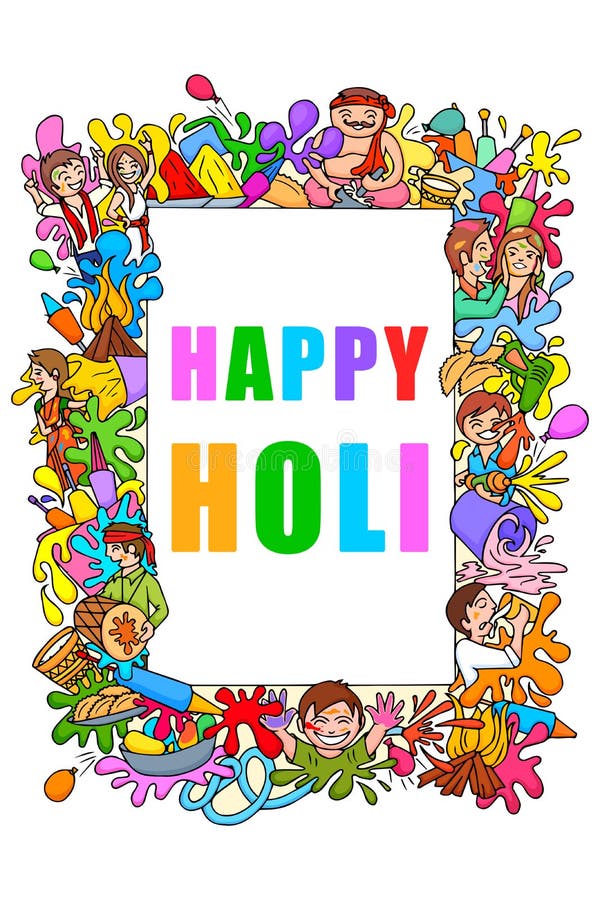 Happy Holi festival doodle stock vector. Illustration of doodle - 67037377