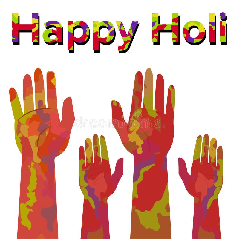 Happy Holi Hands stock vector. Illustration of organ - 345486011