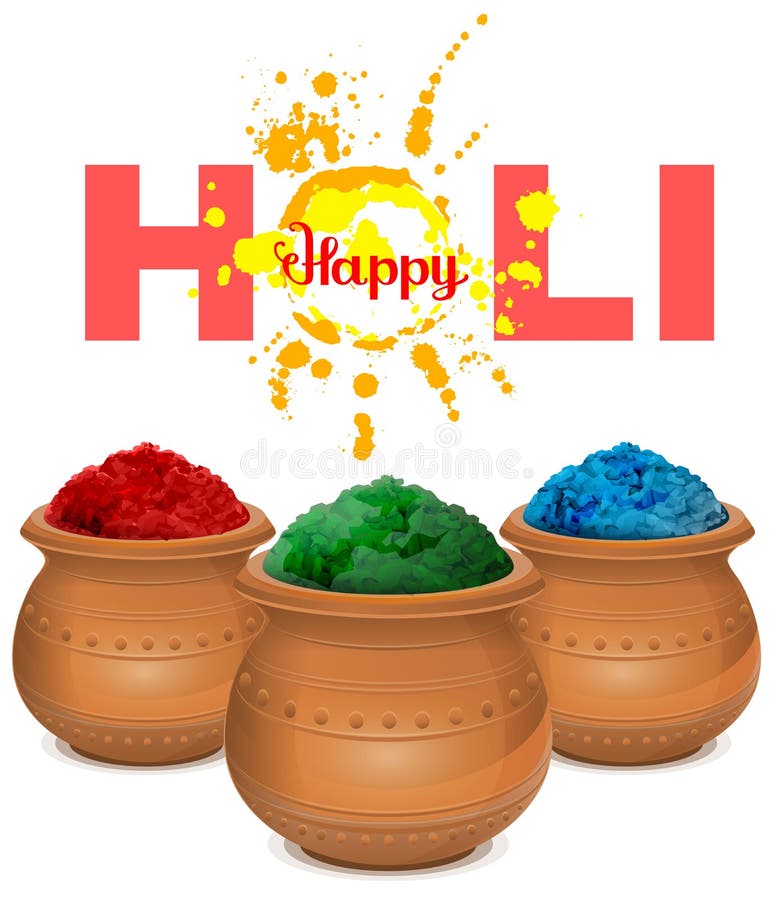 Happy holi. Holi paint pot stock vector. Illustration of culture - 67676128