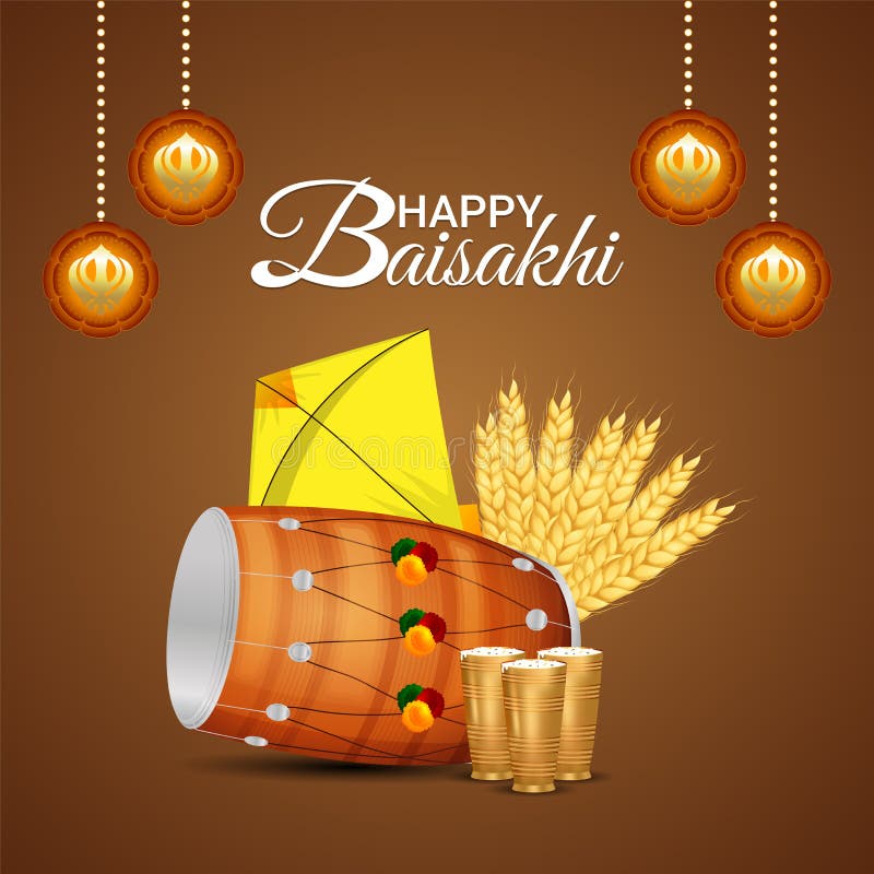 Happy Holi Realistic Dhol and Kites Stock Illustration - Illustration ...