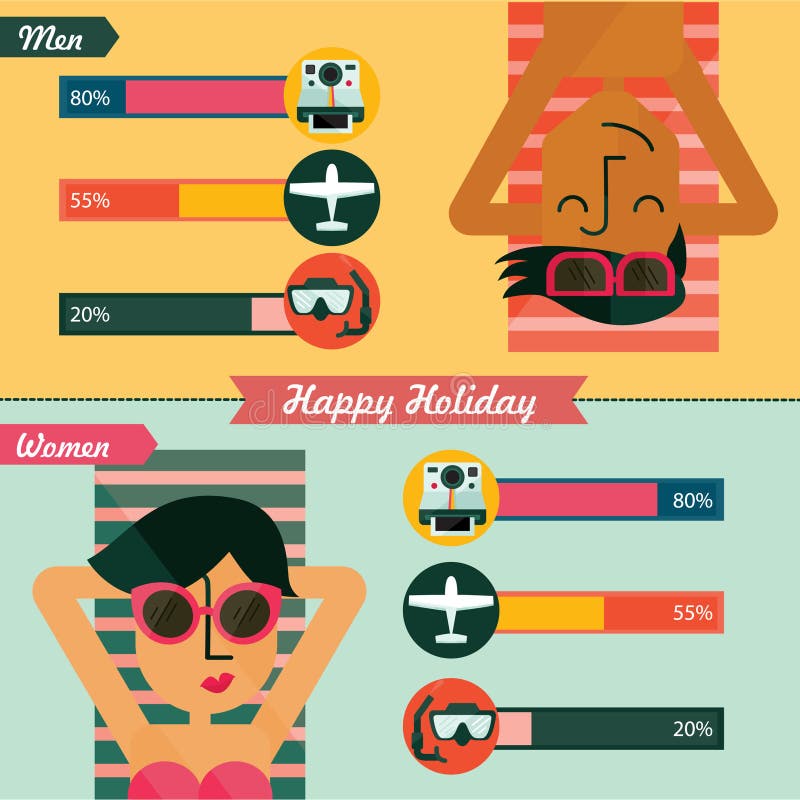 Happy Holiday Infographic. Vector Illustration Decorative Design Stock ...