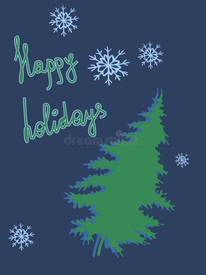 Happy Holidays Card with Christmas Tree Vector Illustration Stock ...