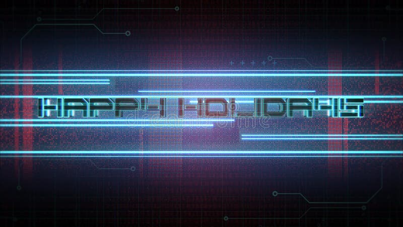 Happy Holidays with Cyberpunk Display and Matrix Code Stock Footage ...