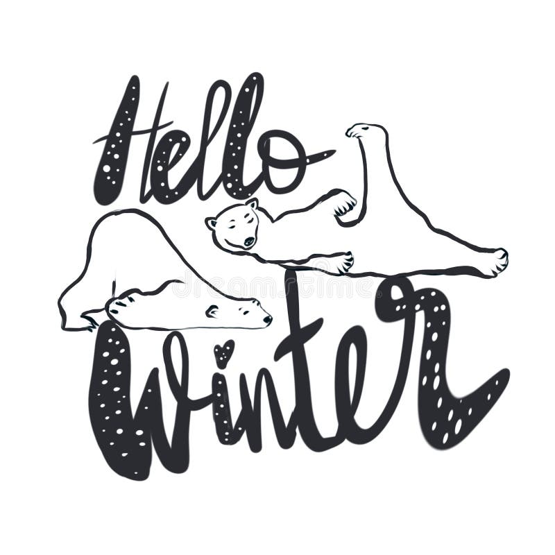 Happy Holidays Postcards with Two Cute Bears Stock Illustration ...