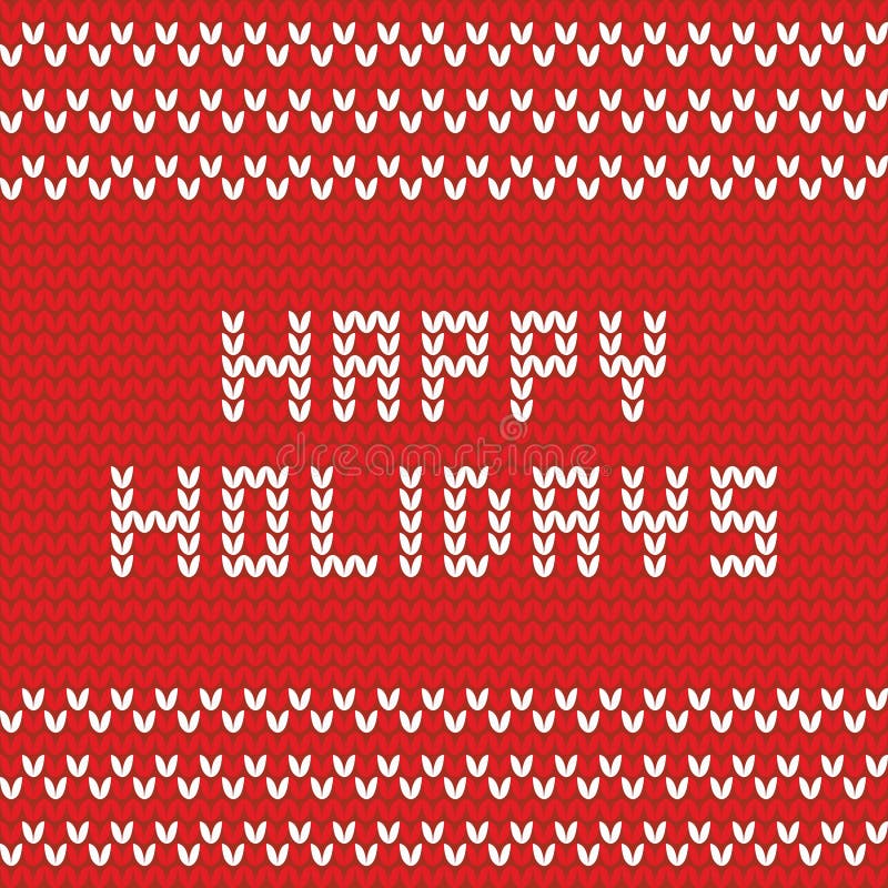 Happy Holidays Red Knitting Vector Card Stock Vector - Illustration of ...