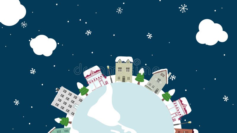 Happy Holidays Winter Townscape Illustration Animation MP4 Stock Video ...