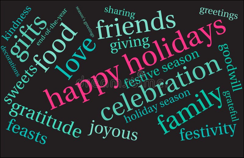 Happy Holidays Word Cloud stock vector. Illustration of festivity ...
