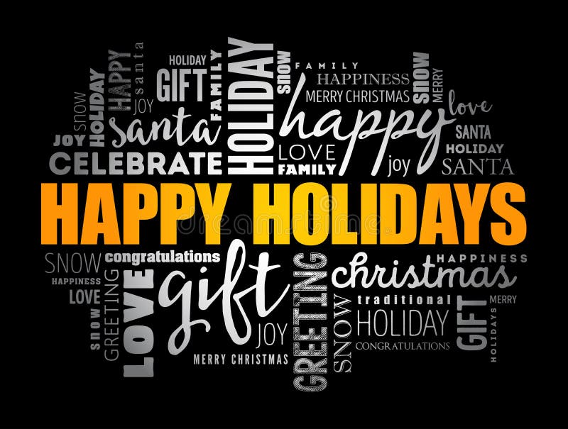 Happy Holidays Word Cloud Collage, Holiday Concept Stock Illustration ...
