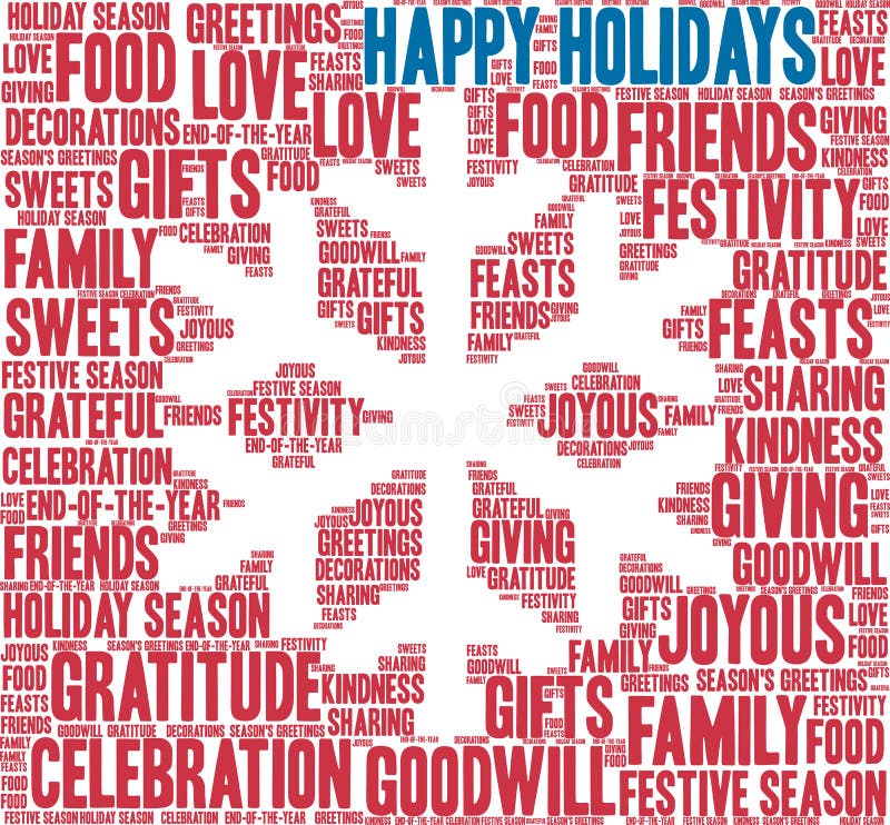 Happy Holidays Word Cloud stock illustration. Illustration of love ...