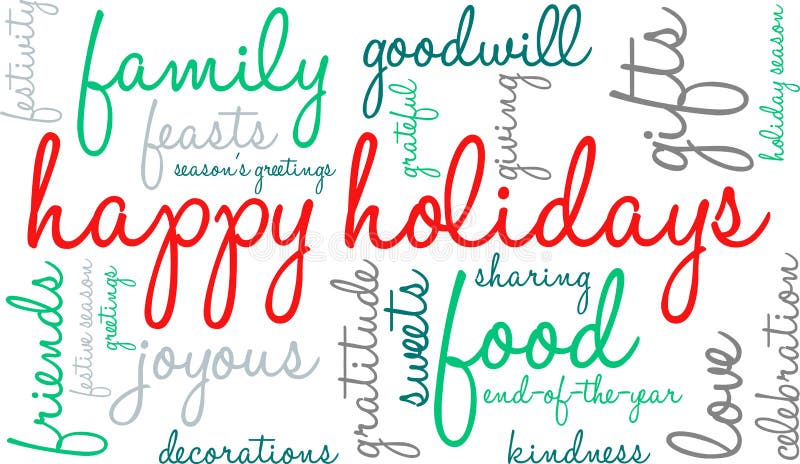 Happy Holidays Word Cloud stock vector. Illustration of goodwill - 99393607