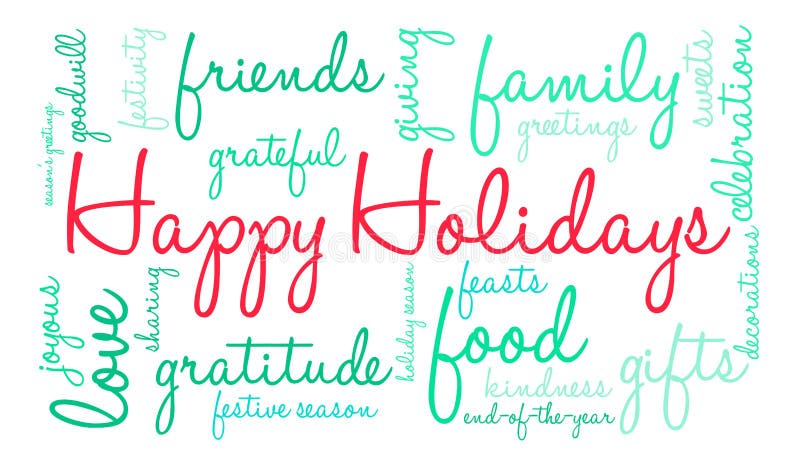 Happy Holidays Word Cloud stock illustration. Illustration of feasts ...