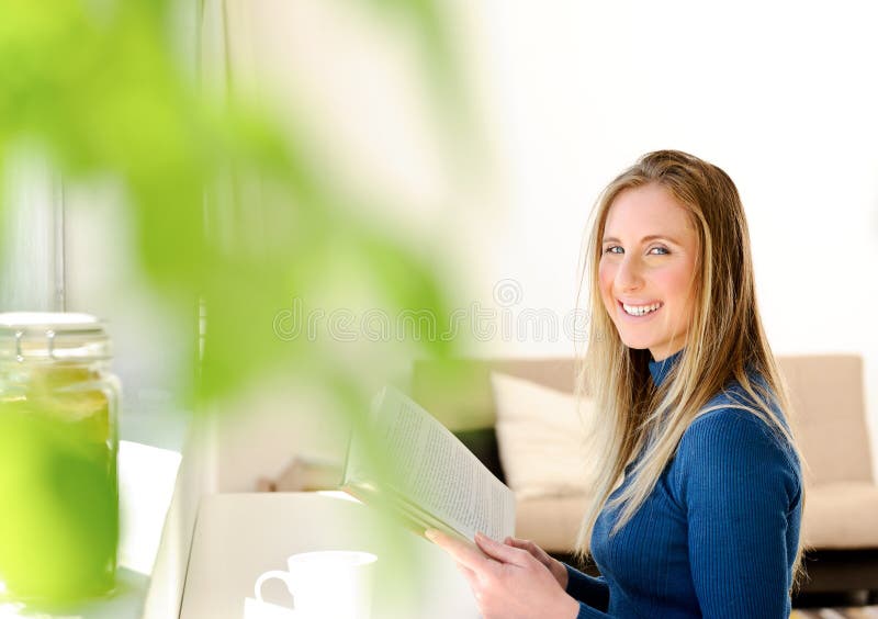 Happy at home stock photo. Image of alone, blonde, caucasian - 21061296