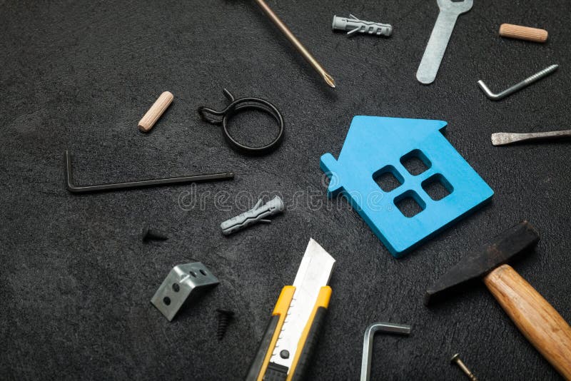 Happy Home Construction, Repair Workshop. Workbench, Toolshed Stock ...