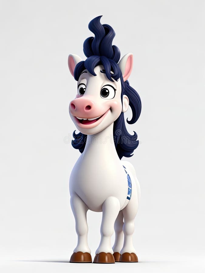 A Happy HORSE, in the Style of Disney Animation, White Background Stock ...