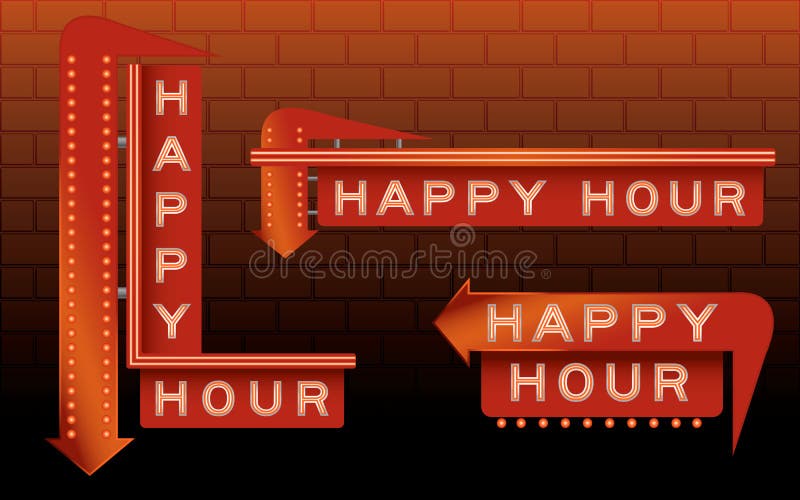 Happy Hour Bar Signs stock vector. Illustration of hour - 25355801