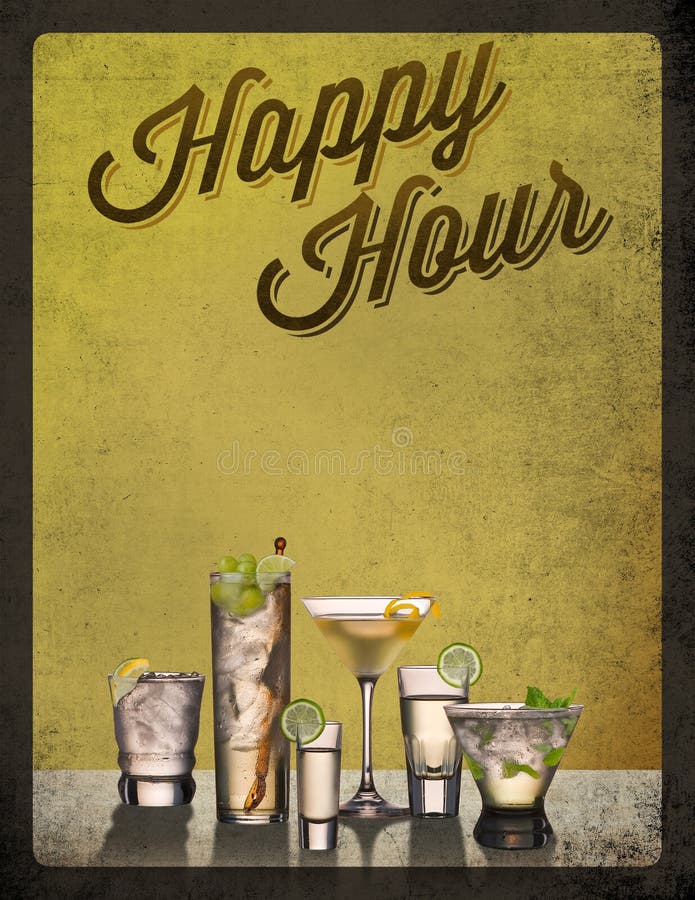 Happy Hour Cocktail Food Menu Background Stock Illustration ...