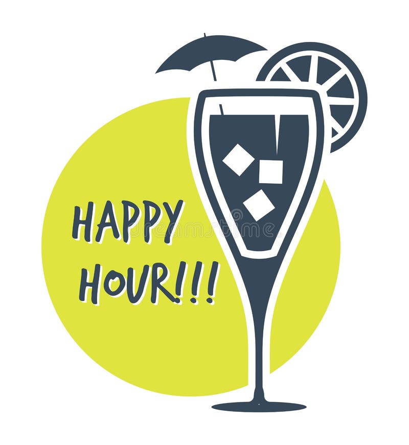 Happy Hour Cocktail stock vector. Illustration of grunge - 66286337