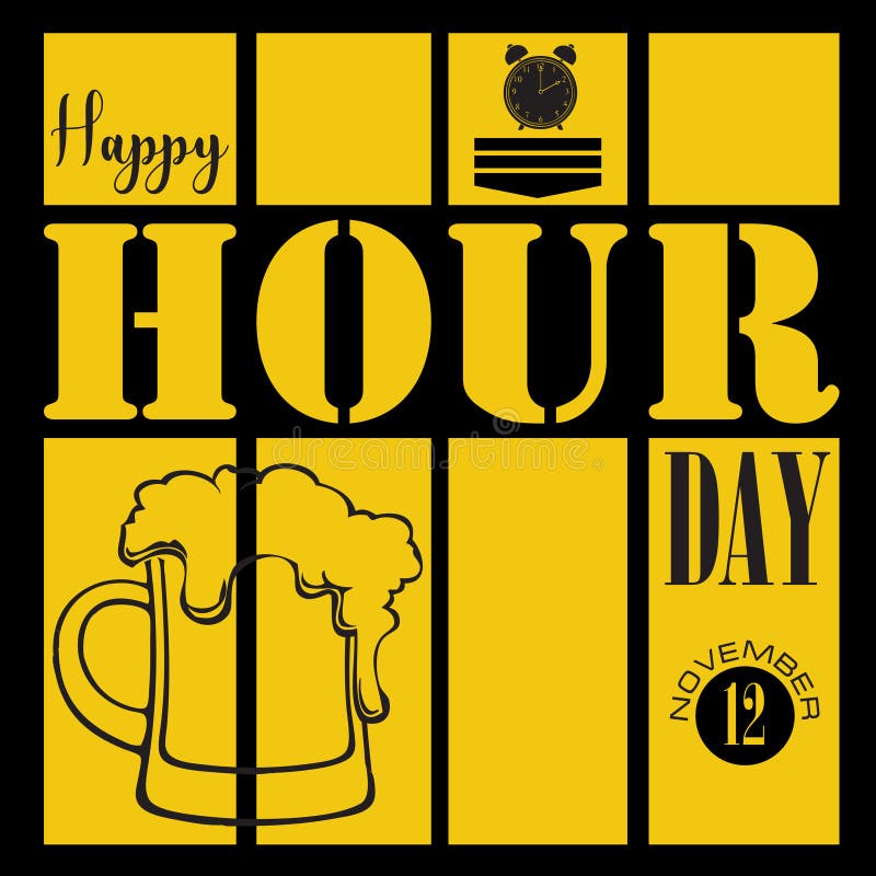 Happy Hour Day stock vector. Illustration of rest, event - 201952424