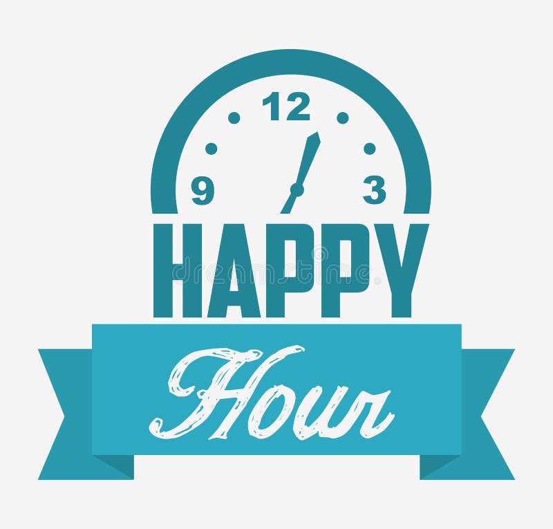 Happy hour design stock illustration. Illustration of reminder - 64332404