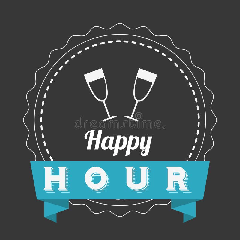 Happy hour design stock illustration. Illustration of party - 64332573