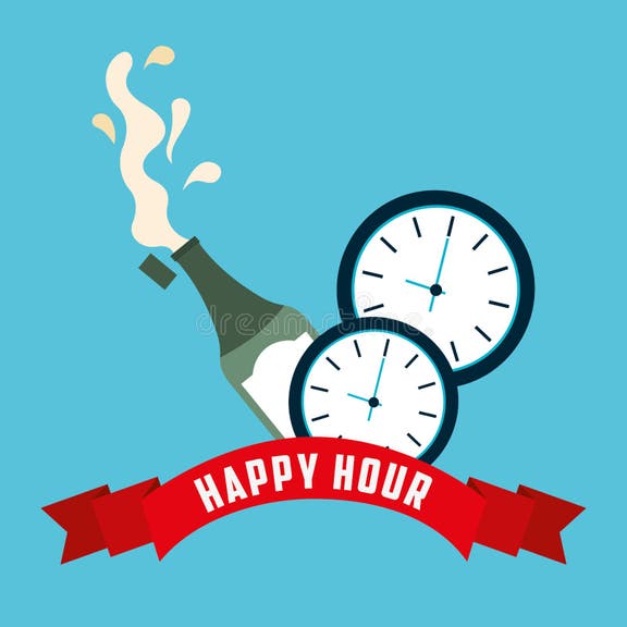 Happy hour design stock illustration. Illustration of background - 64332910