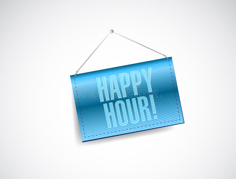 Happy Hour Hanging Banner Illustration Stock Illustration ...