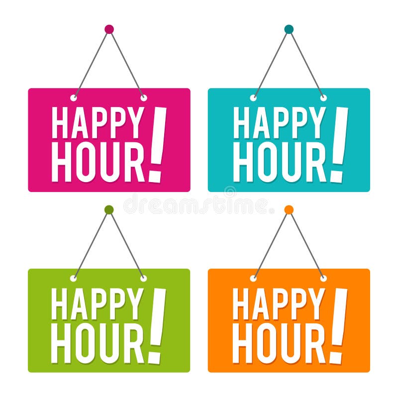 Happy Hour Door Sign. Eps10 Vector. Stock Vector - Illustration of ...