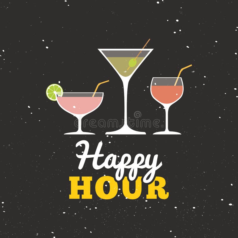 Happy hour label stock vector. Illustration of background - 71974049