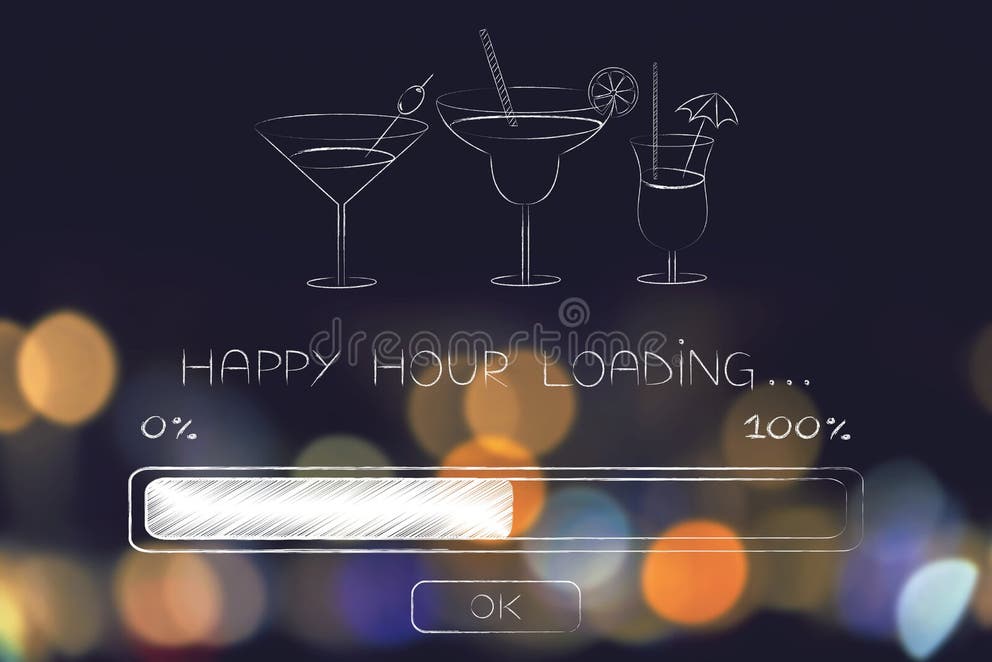 Happy Hour Loading with Progress Bar Stock Illustration - Illustration ...