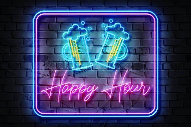 Neon Happy Hour Stock Illustrations – 562 Neon Happy Hour Stock ...