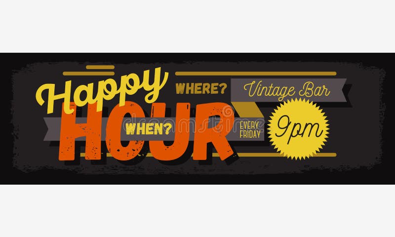 Happy Hour New Age Vintage Typographic Poster Header Web Banner Stock ...