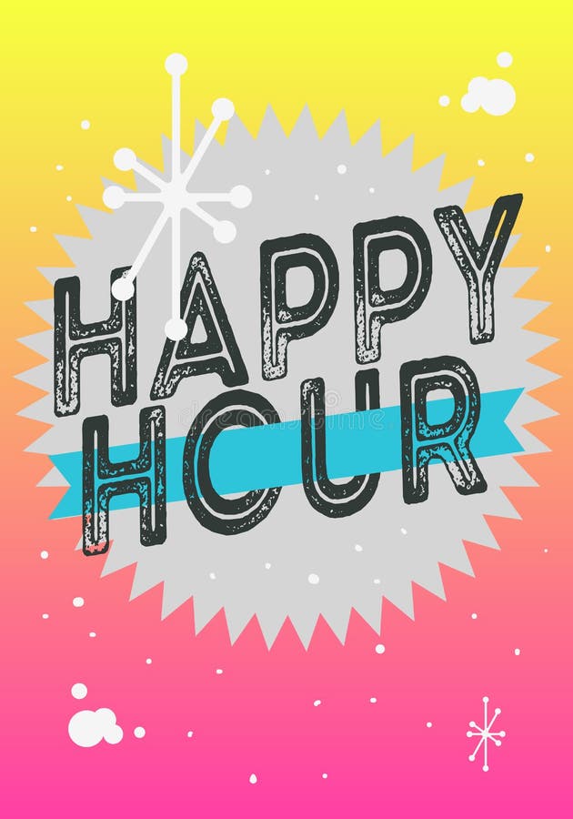 Happy Hour Poster Typographic Type Design Vector Image Stock Vector ...