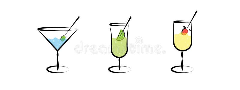 Happy Hour,Set of drinks, stock vector. Illustration of drinks - 233107046